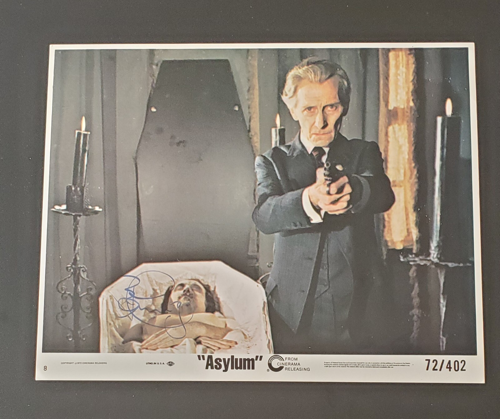 PETER CUSHING signed autographed color 8x10 "ASYLUM" (1972) / "STAR ...
