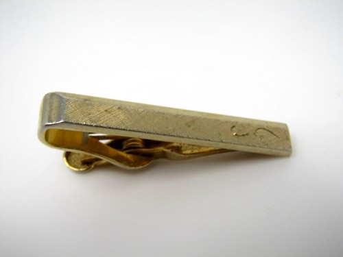 Vintage Tie Bar Clip Jewelry: Small Etch Textured Gold Tone | eBay