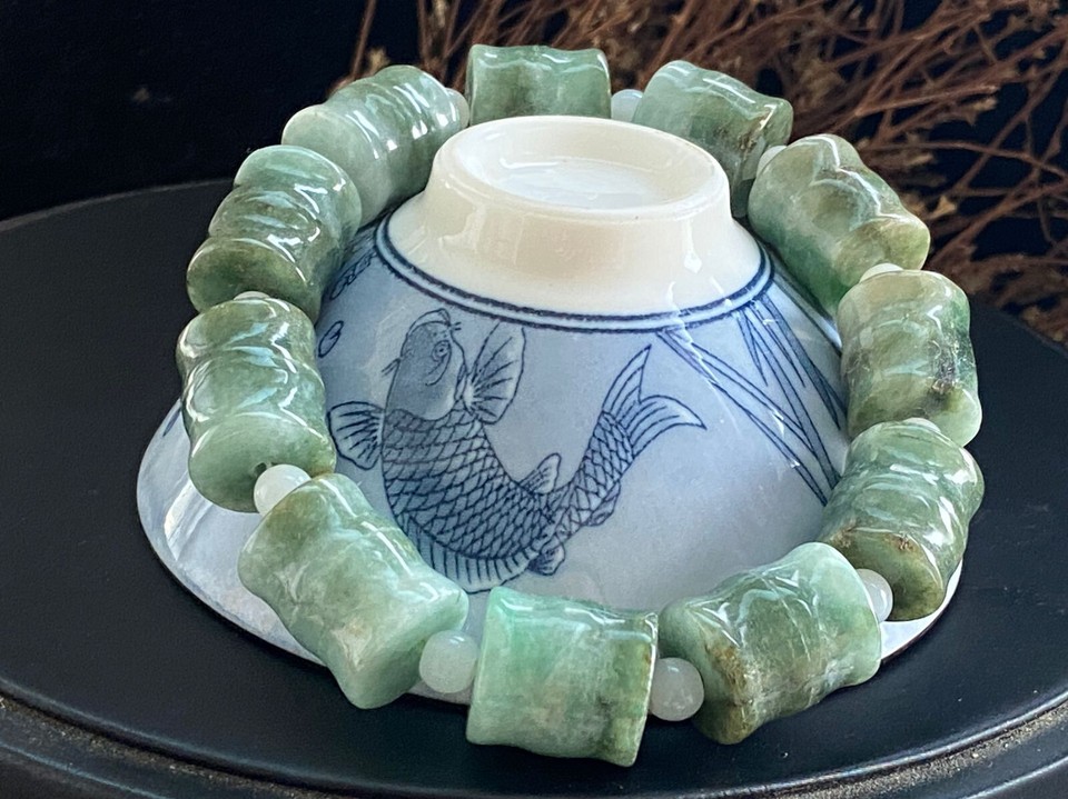 14x15mm Certified A Natural Jade Jadeite Green Jade Beads Bracelet-9474 ...