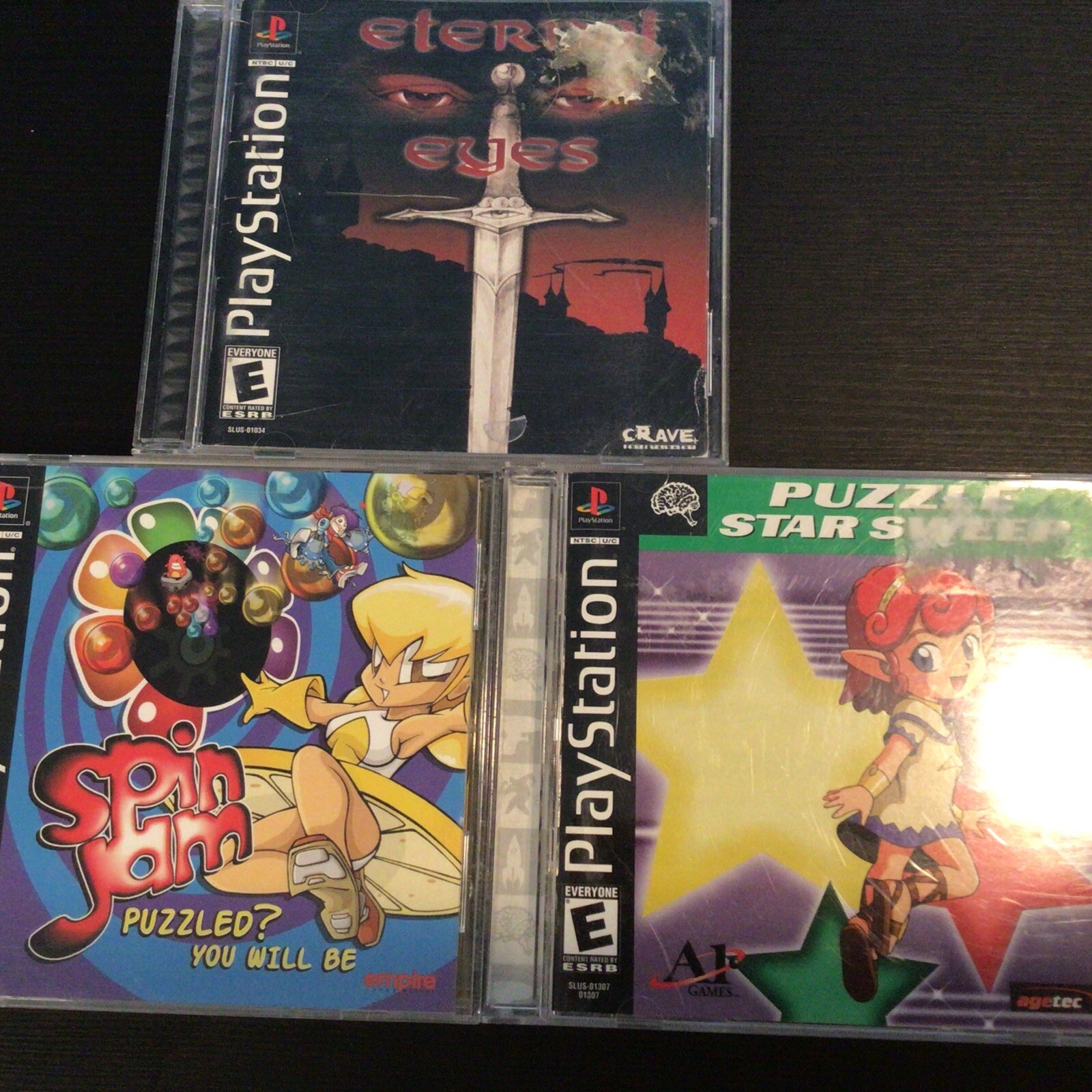 PS 1 Lot- Spin Jam, Puzzle Star & Eternal Eyes 3 Games 744788402235| eBay