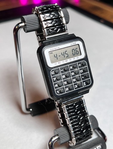 Vintage Advance Digital Calculator Slim Quartz Square Wrist Watch Date ...