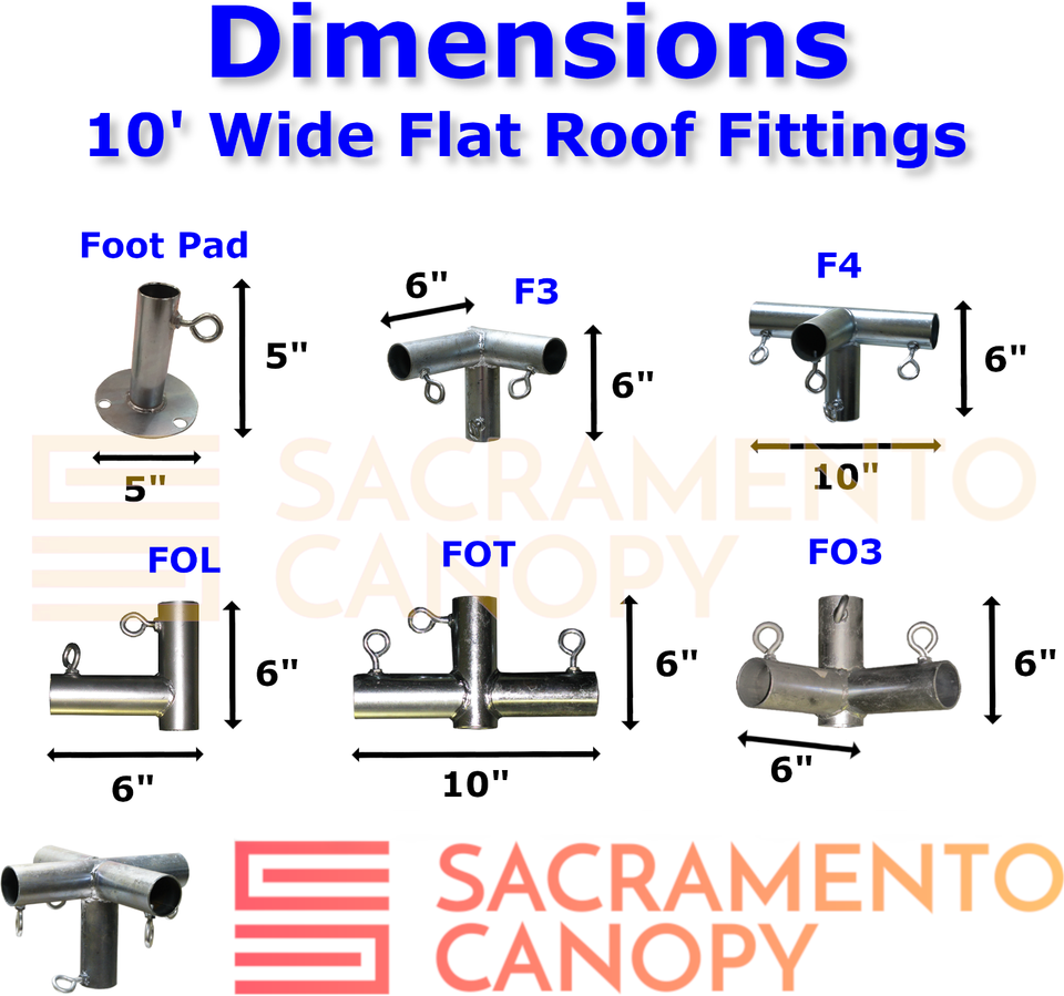 Flat Roof Canopy Fittings Kits, DIY Carport or Greenhouse, EMT ...