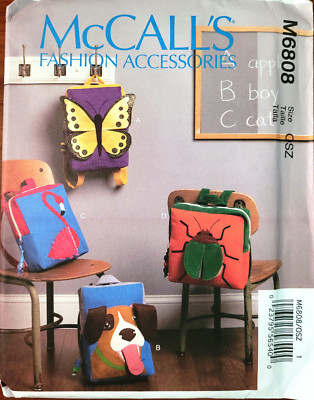 UNCUT-McCall's Pattern #M6808-Child's Backpack Butterfly/Dog/Flamingo ...