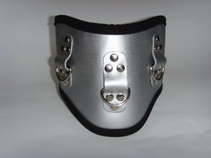 Silver Leather POSTURE COLLAR with 3 rings Collar Posture, Unisex ...