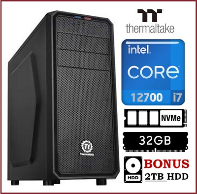 NEW Computer Core i7 12700F 32GB RAM 500GB 1TB 2TB NVME SSD + Bonus 2TB ...