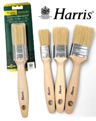 Harris 3pc Varnish Paint Brush Set Pure Bristle Wood Stain Oil Brushes ...