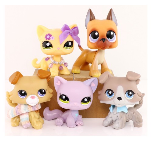 5x Toy LPS Brown Collie Short Hair Cat Kitty Sitting Kitten Great Dane ...