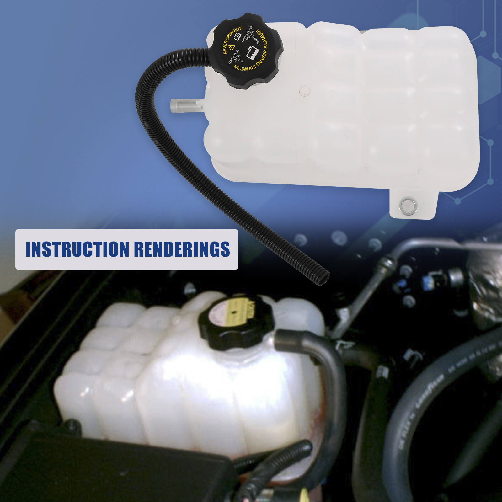 Coolant Recovery Tank Overflow Reservoir w/15PSI Cap For Chevy Cadillac ...