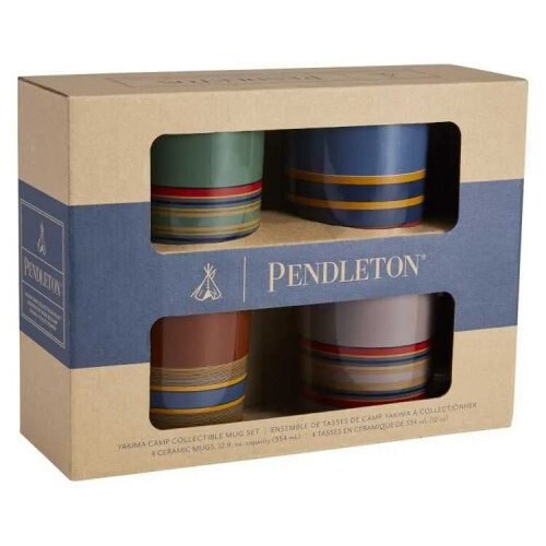Pendleton Ceramic Mug Set (CAMP Stripe Collection) Box Set of 4 ...