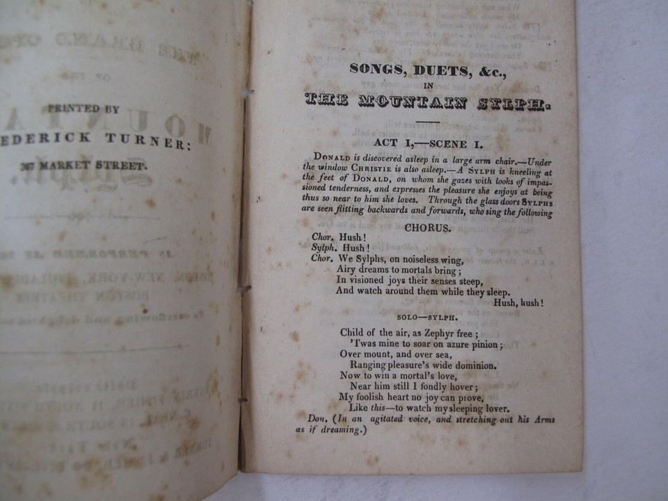 1830s Song Duets Glees Recitatives Romantic Grand Opera Mountain Sylph ...
