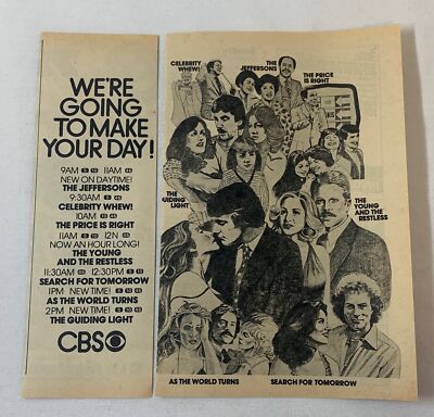 1980 two-part CBS tv ad ~ JEFFERSONS, GUIDING LIGHT, SEARCH FOR ...