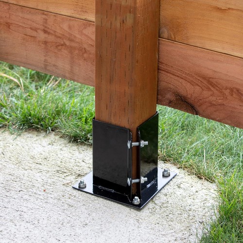 Heavy Duty Galvanised Bolt Down Square Post Fence Foot Base Support ...