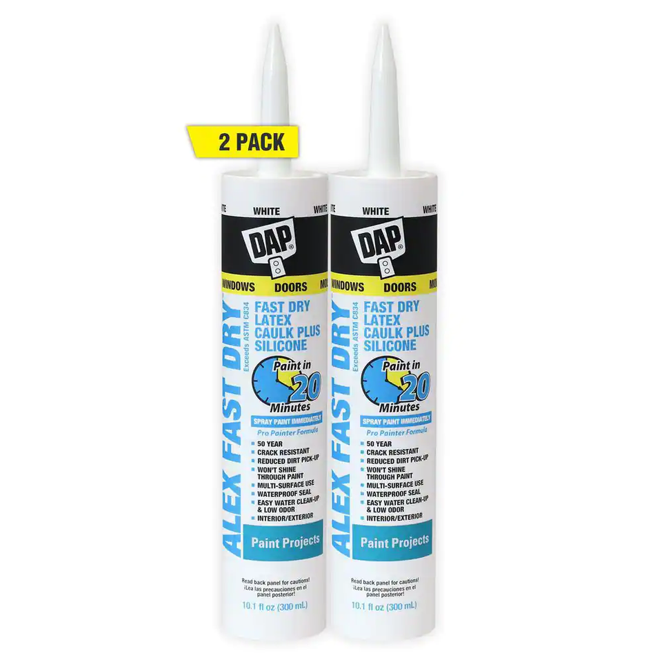 Alex Fast Dry 10.1 Oz. - White Acrylic Latex plus Silicone Caulk Sealer ...