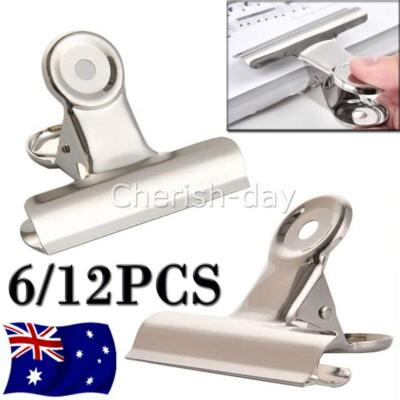 Stainless Steel Bulldog Clips Metal Office Paper Clip Binder Grip Clamp ...