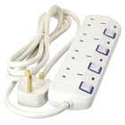 Extension Lead 4 Way Switches Plug Extension with 2M Cable Mult Socket ...