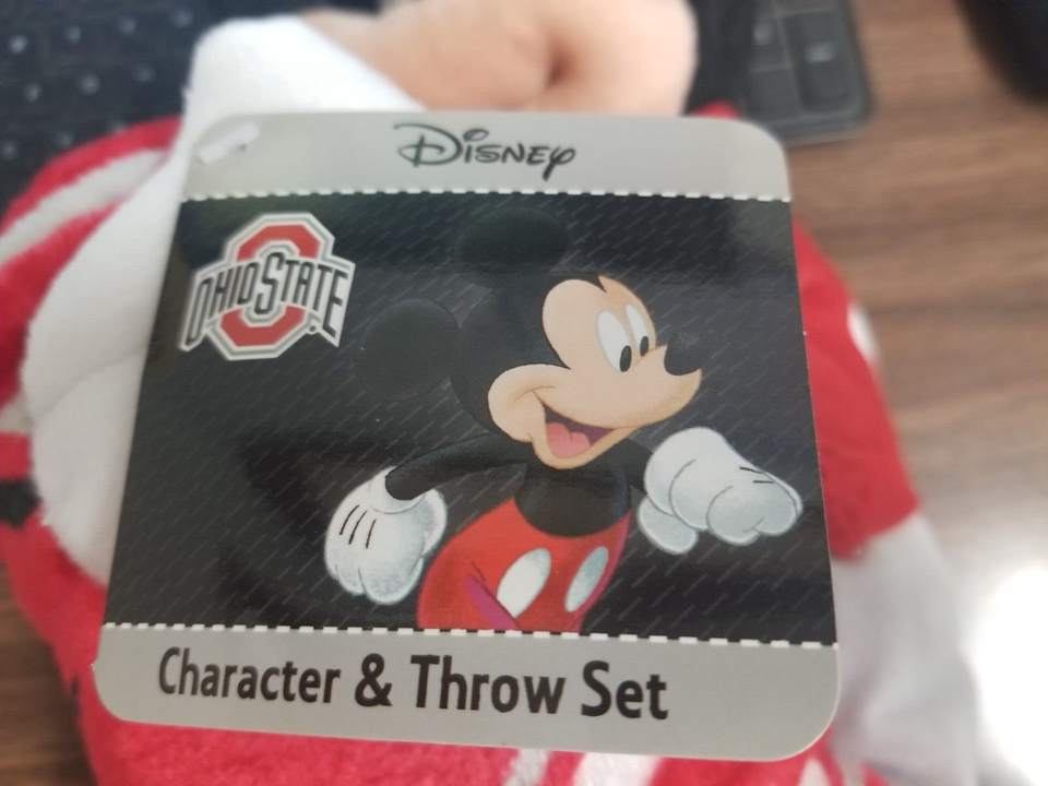 OHIO STATE BUCKEYES MICKEY MOUSE CHARACTER & THROW SET, 40" x 50" THROW ...
