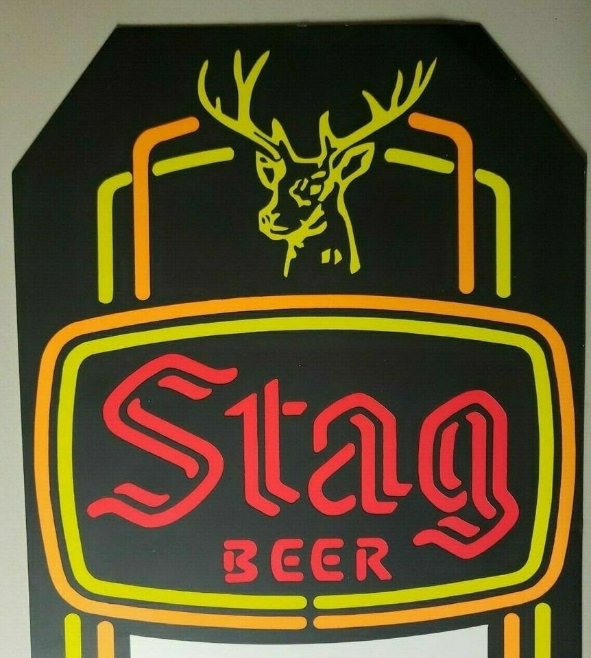 Vtg Stag Beer Store Advertising Neon Cardboard Price Old Tavern Display ...