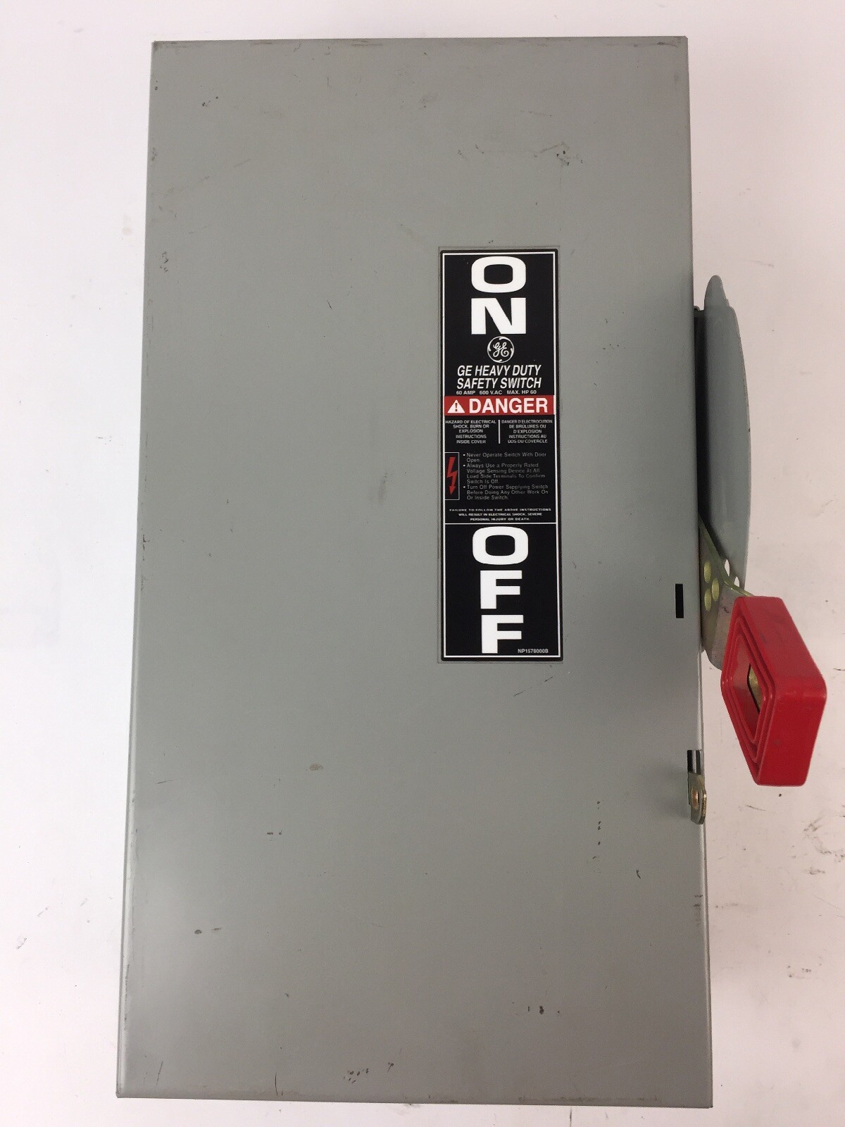 GE THN3362 SAFETY SWITCH 60AMP 600VAC 250VDC 3 PHASE 60 HP TYPE 1 ...