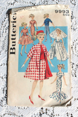 Vintage Early 1960's Butterick Pattern 9993 Barbie Teen Age Doll ...