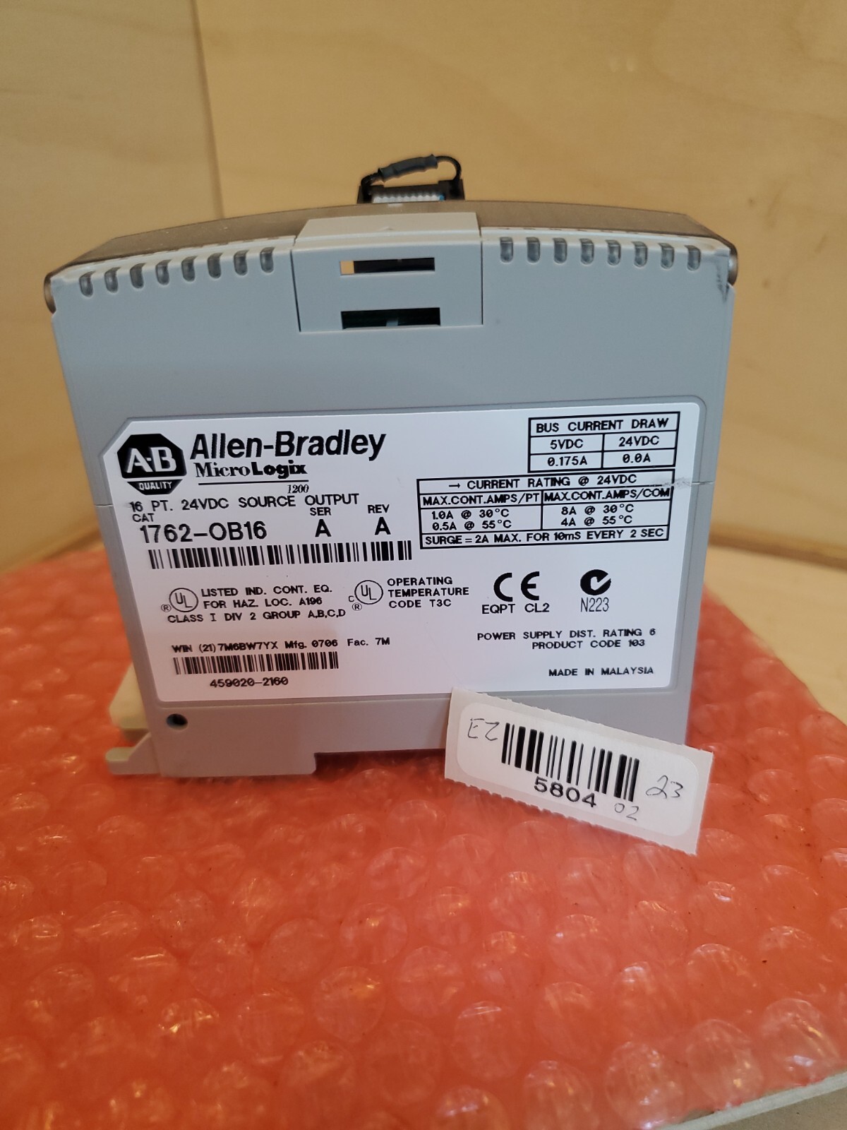 1762-OB16 A A MicroLogix 16PT 24VDC OUTPUT Module Allen-Bradley Good ...