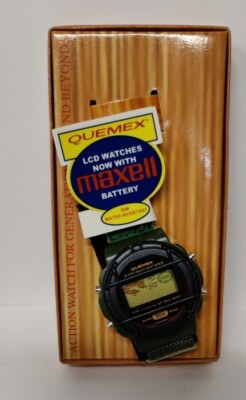 Quemex Watch 30m wr with olive green band new in box needs battery | eBay