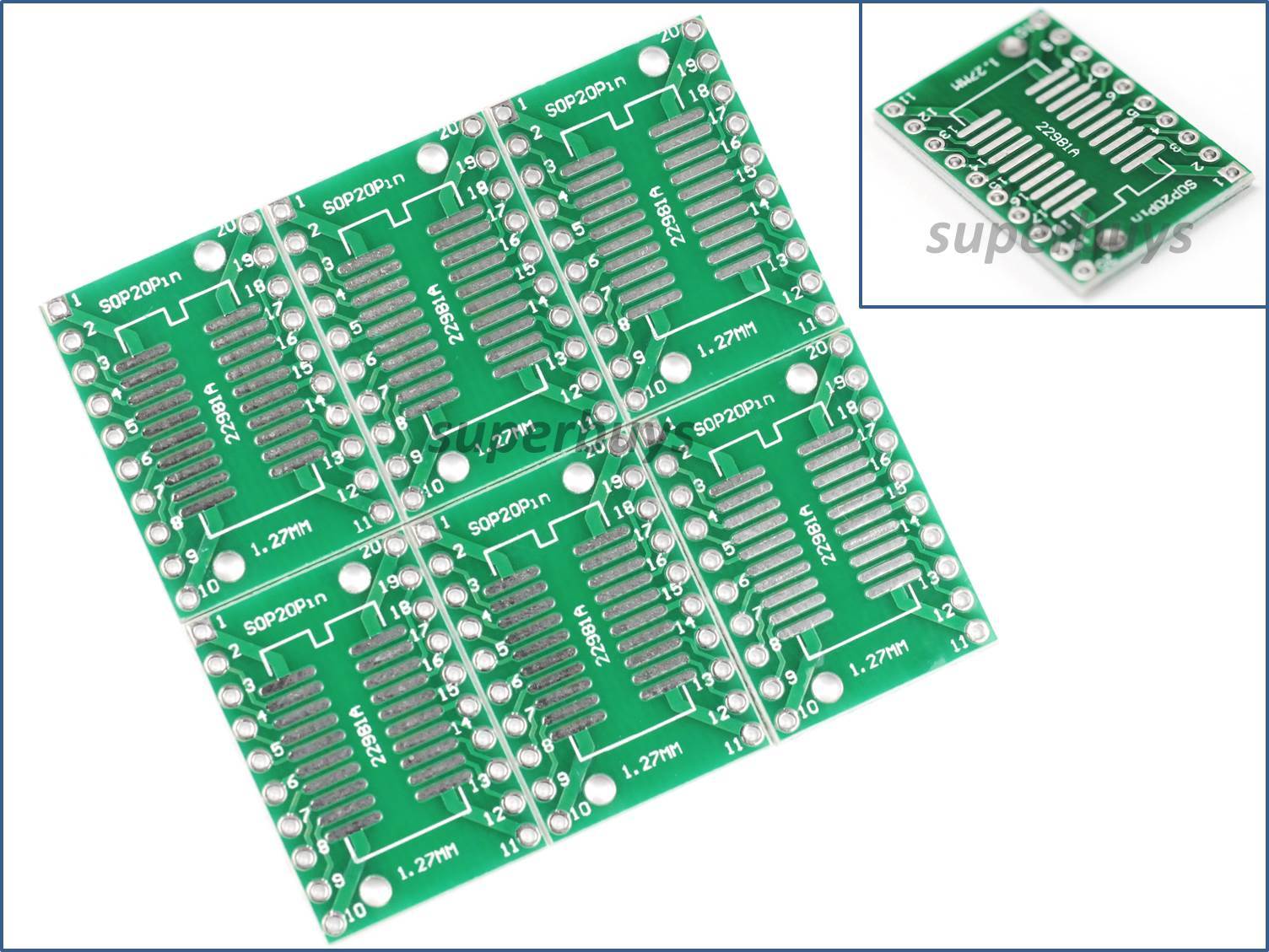 6pc SOP20 SSOP20 TSSOP20 SMD to DIP20 Adapter Breakout PCB Converter ...