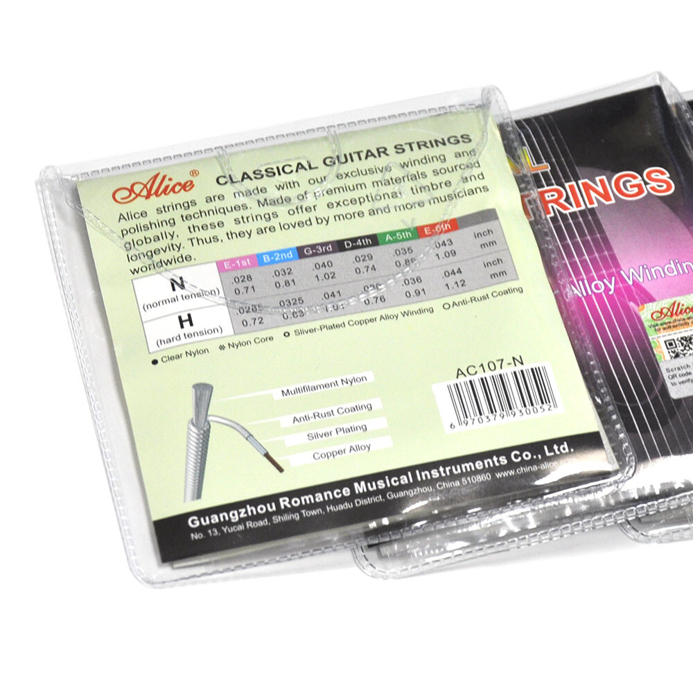 5 Sets Alice AC107-N Classical Guitar Strings Normal Tension Clear ...