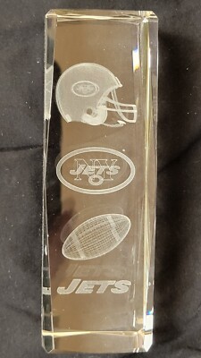 NFL New York Jets - 3-D Laser Etched Clear Glass Paperweight, New (941 ...