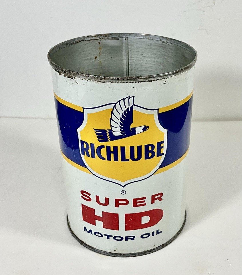 Vintage Richfield RICHLUBE Super HD Motor Oil Can,Atlantic Tin Sign | eBay