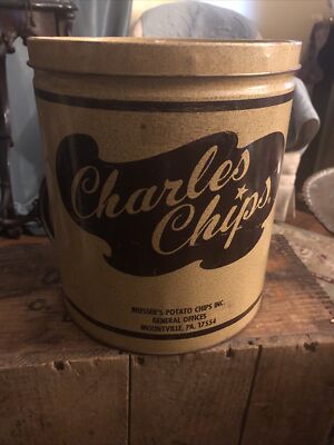 Vintage Charles Chips Chip Round Metal 16 oz Tin Can With Lid | eBay