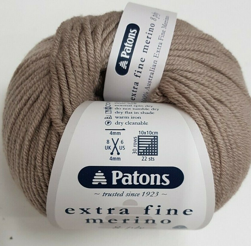 Patons Extra Fine Merino #2101 Fawn 8 Ply Luxury Pure Wool 50g | eBay