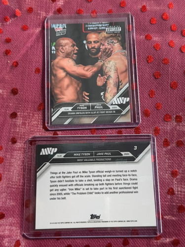 2024 Topps Now MVP Boxing 3 Mike Tyson VS Jake Paul 11/14 FIGHT Print ...