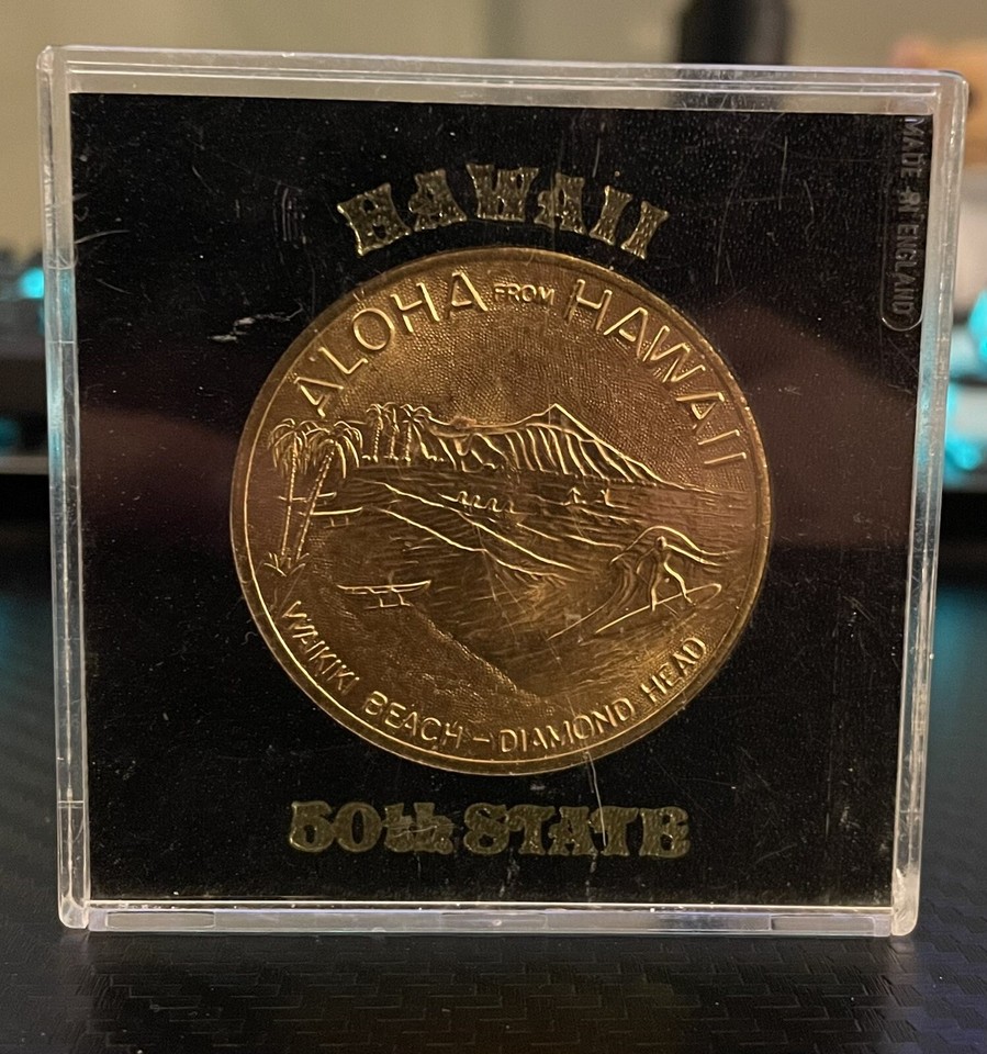 Aloha Coins Of Hawaii 50th State Dollar Waikiki Beach Do Diamond Head ...
