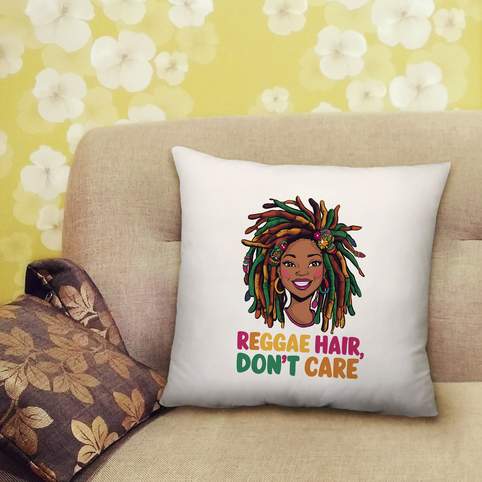Reggae Hair Don't Care Cushion Rasta Jamaica Music Bedroom Lounge ...