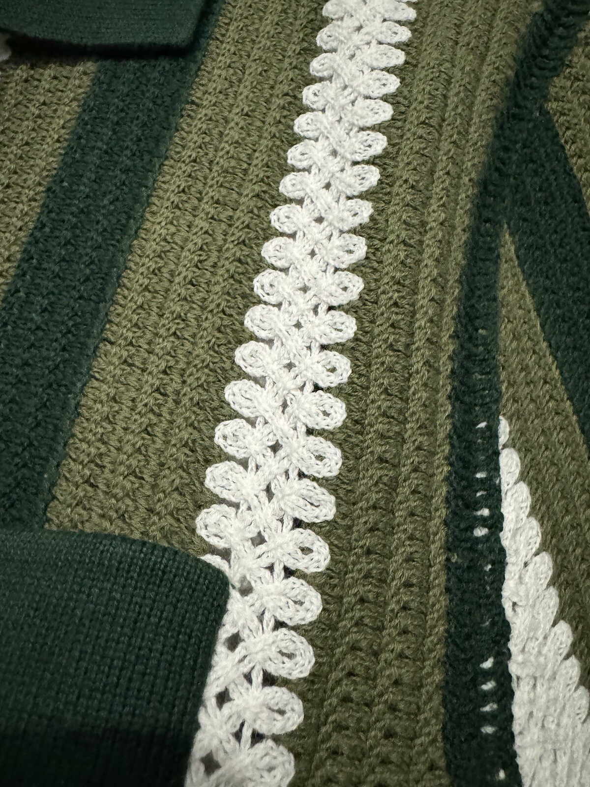 Percival Mens Shirt L Green Button Up Knitted Preppy Knit Pathos ...