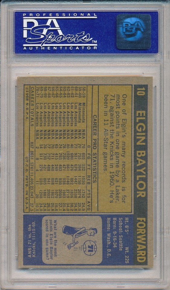 1971 TOPPS #10 ELGIN BAYLOR - PSA 7 NM (SVSC) | eBay