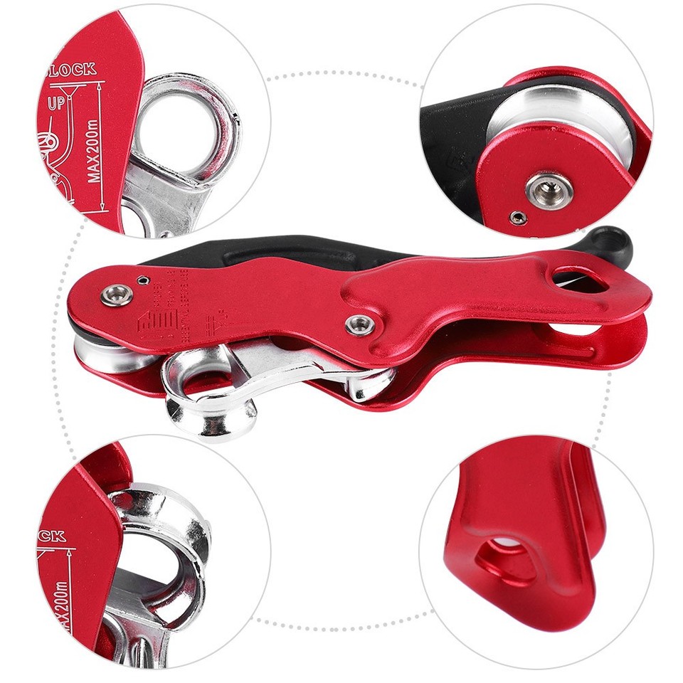 Self Locking Climbing Carabiner with Rappel Ring Rope Stop Clamp 10kN ...