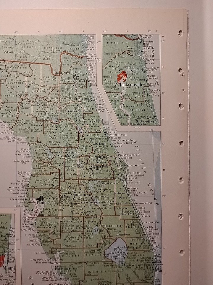 Vintage FLORIDA Atlas Map from a 1967 Mid-Century Modern World Book ...