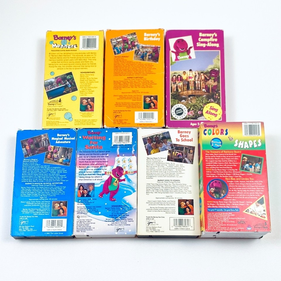 Lot of 8 Barney VHS Tapes Best Manners Birthday Santa Colors & Shapes ...