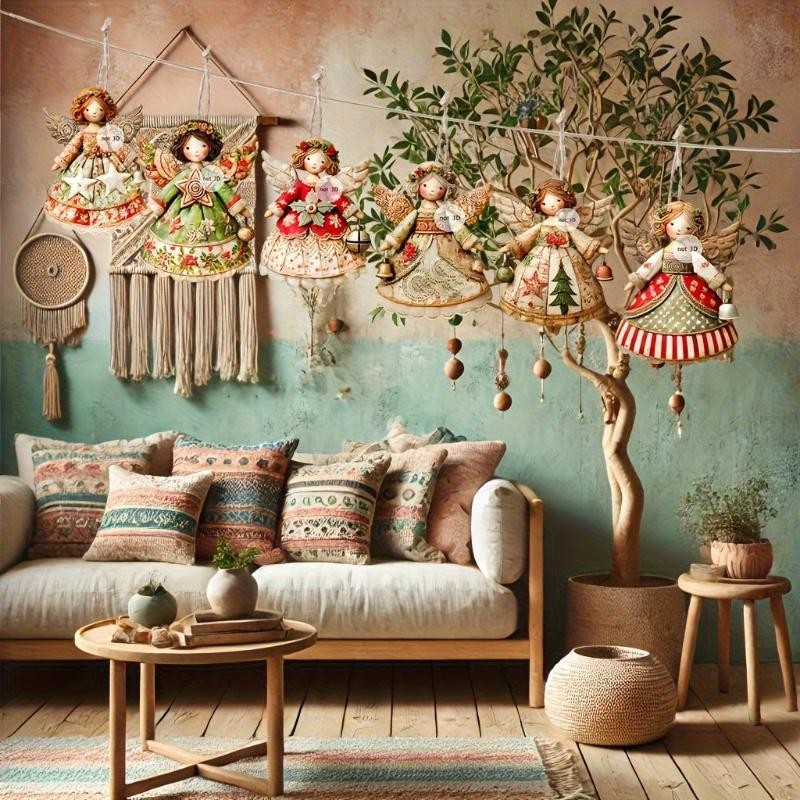 6pcs Christmas Angel Pendant Vintage Christmas Angel Paper Pendant ...