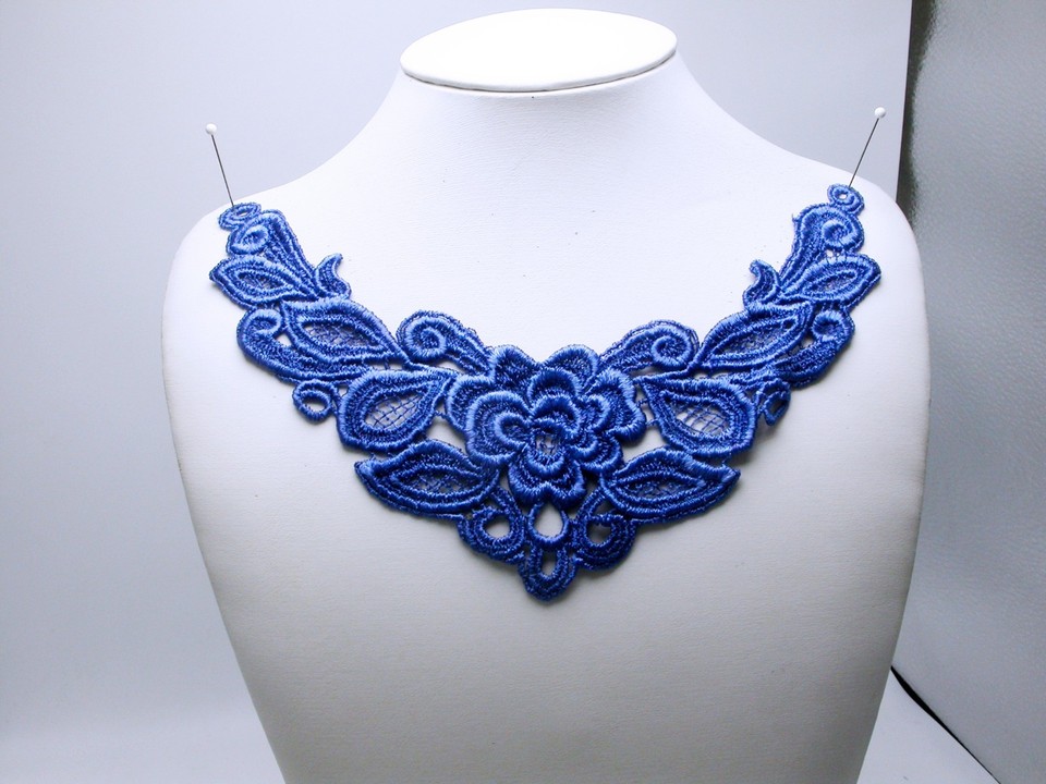 Venice Yoke Applique Floral 10 1/2" x 5" Blue Purple Violet | eBay