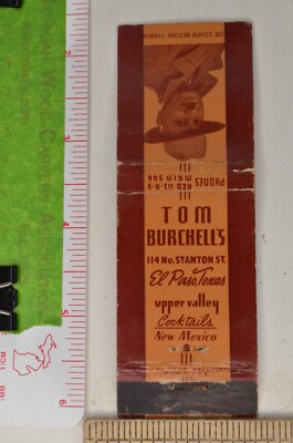 Vintage Matchbook Cover Tom Burchell's El Paso Restaurant Texas 1950s ...