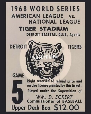 Detroit Tigers 1968 World Series Ticket Wall Art Poster, 8x10 Photo | eBay