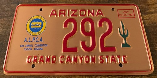 1997 ALPCA Convention Tucson Arizona Booster License Plate 292 Heavy ...