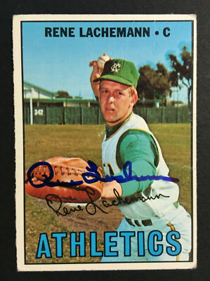 Rene Lachemann A's Athletics signed 1967 Topps semi high #471 baseball ...