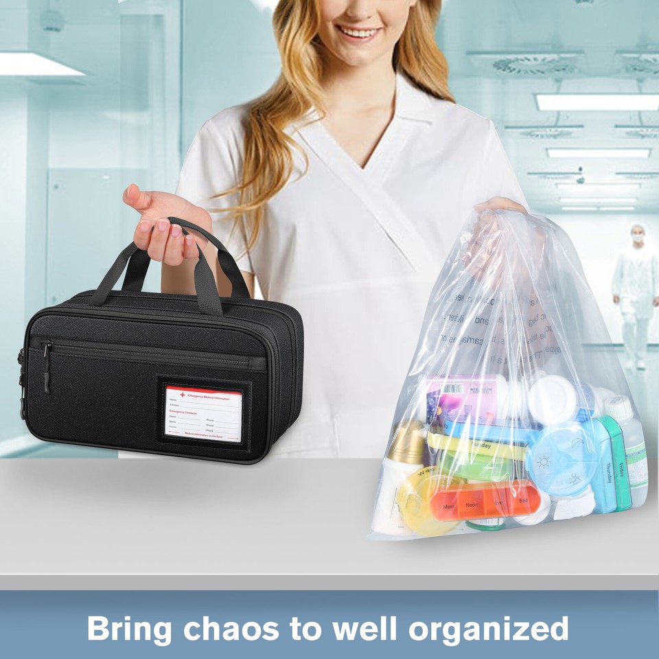 Pill Bottle Organizer Medicine Storage Bag Medication Travel Carrying ...