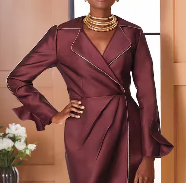 Size 16 Ashro Zaria Zipper Trim Wine Sheath Formal Wedding Church Party ...