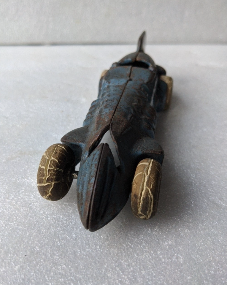 Antique Kilgore Cast Iron Blue Rocket Boat Tail Racer Race Car Bluebird ...