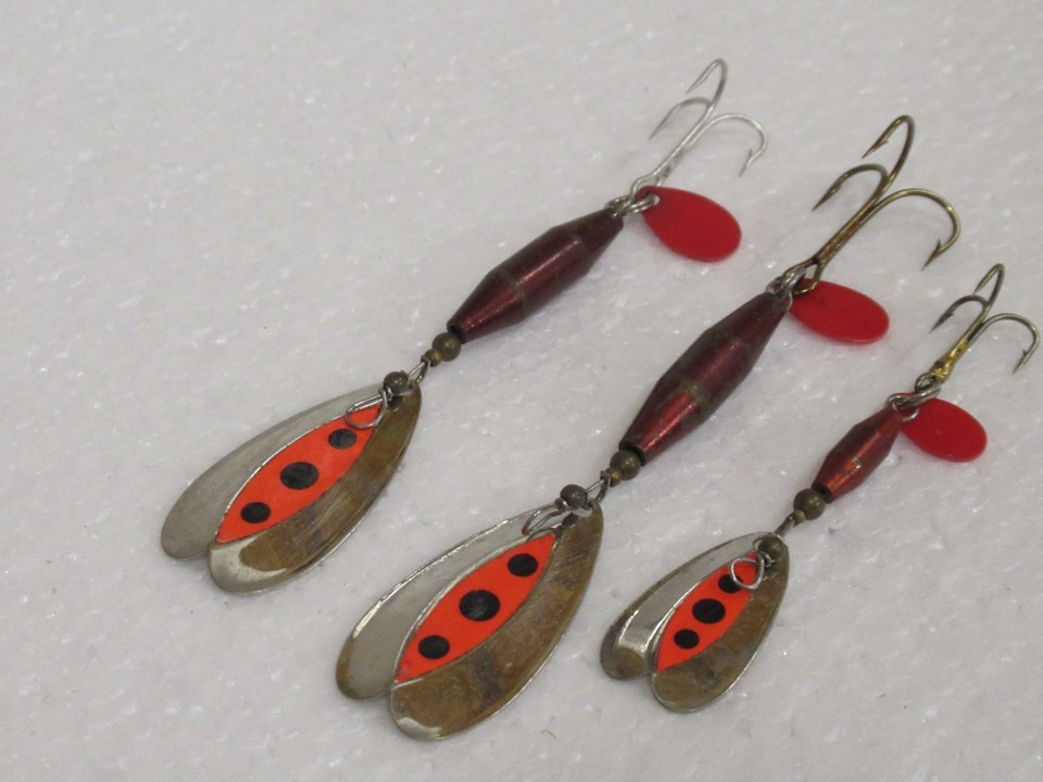Lot of 3 Luhr Jensen Les Davis BOLO Spinner NICKEL Red Weighted 1/2 oz ...