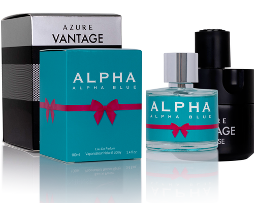 2PK Set of Azure Vantage EDP For Men & Alpha Blue EDP For Women 3.4Oz ...